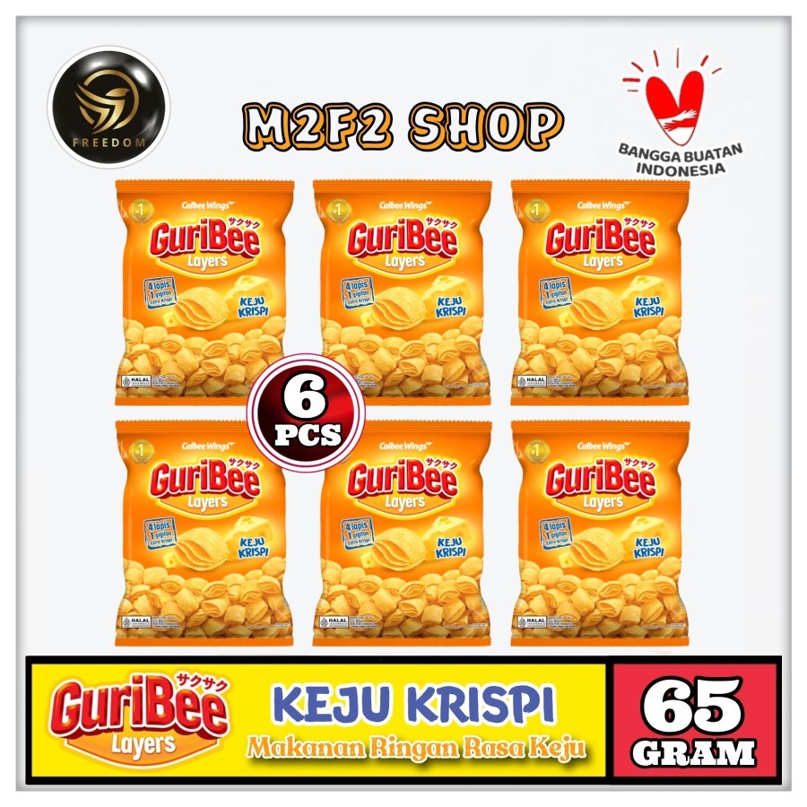 Jual Keripik GuriBee Layers Snacks Rasa Keju Krispi - 65 gr (Kemasan 6 Pcs) | Shopee Indonesia