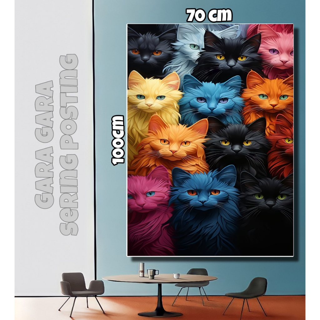 Jual PAJANGAN DINDING POSTER GAMBAR KUCING BESAR / HIASAN DINDING ...