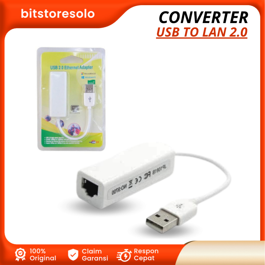 Jual Kabel USB To Lan RJ45 Konverter USB 2.0 to LAN | Shopee Indonesia
