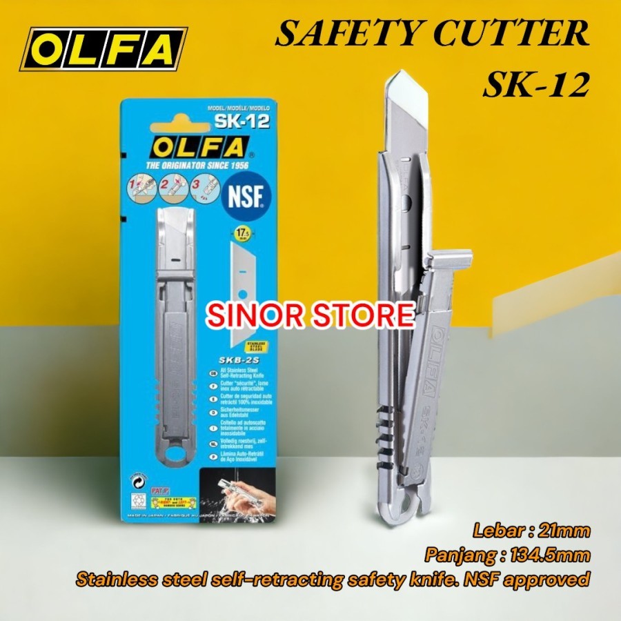 Jual OLFA Safety Cutter SK-12 Stainless Steel Safety knife | Shopee Indonesia
