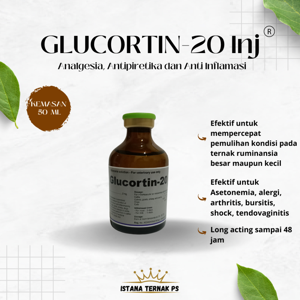 Jual Glucortin 20 Injek 50 ml. Analgesik, Antiterapetik dan ...