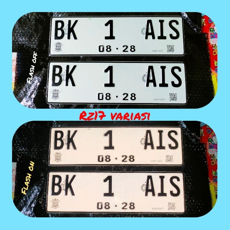 Jual plat mobil barcode/QR reflektif putih font baru 2 pcs asli $@msat ...