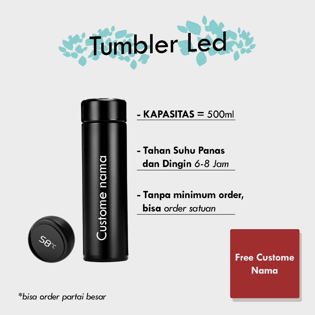 Jual Tumbler Led Custom Nama Logo Grafir Hadiah Souvenir Promosi Botol ...