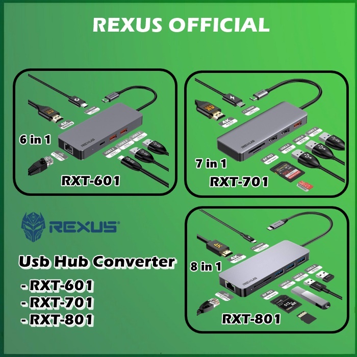 Jual Rexus RXT-601 / RXT-701 / RXT 801 USB HUB Converter Card Reader ...