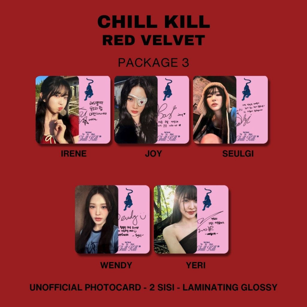 Jual photocard red velvet chill kill album pc premium irene joy seulgi wendy yeri | Shopee Indonesia