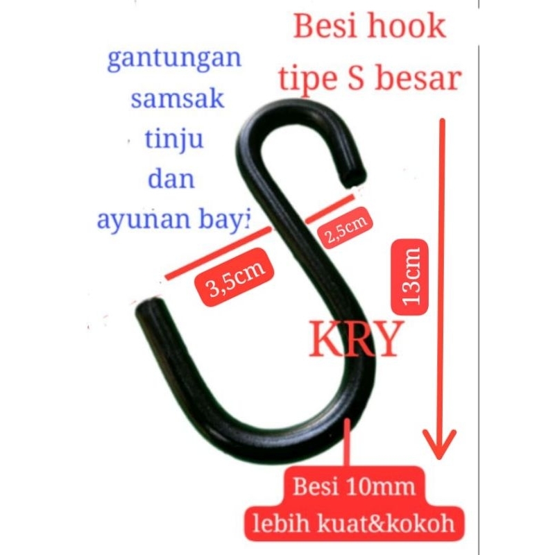 Jual gantungan samsak centolan pengait S hook pengait tipe S besar besi ...