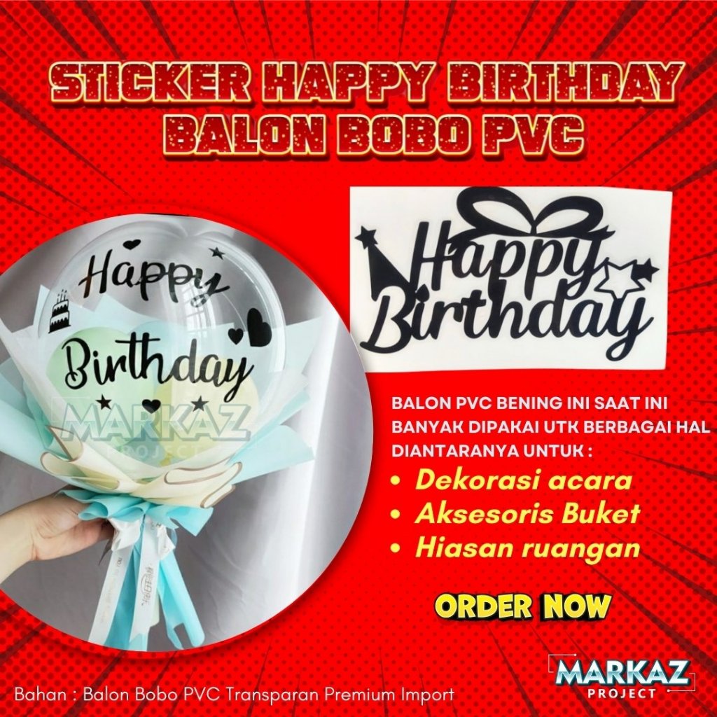 Jual Sticker Happy Birthday Balon Bobo PVC l STIKER BALON PVC CUTTING ...