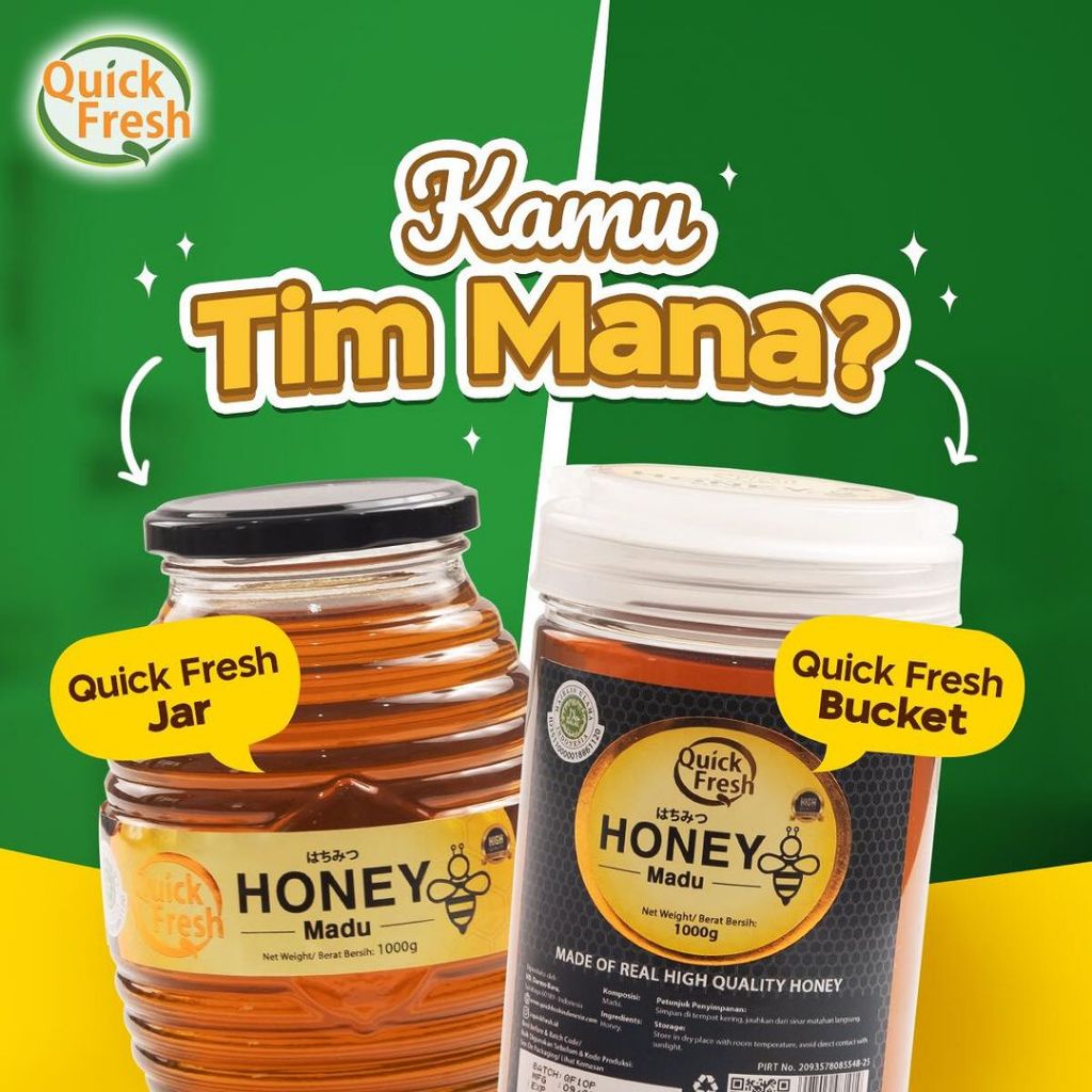Jual QUICK FRESH HONEY/ MADU MURNI / MADU ASLI (PLASTIC JAR/ PLASTIK) 1 ...