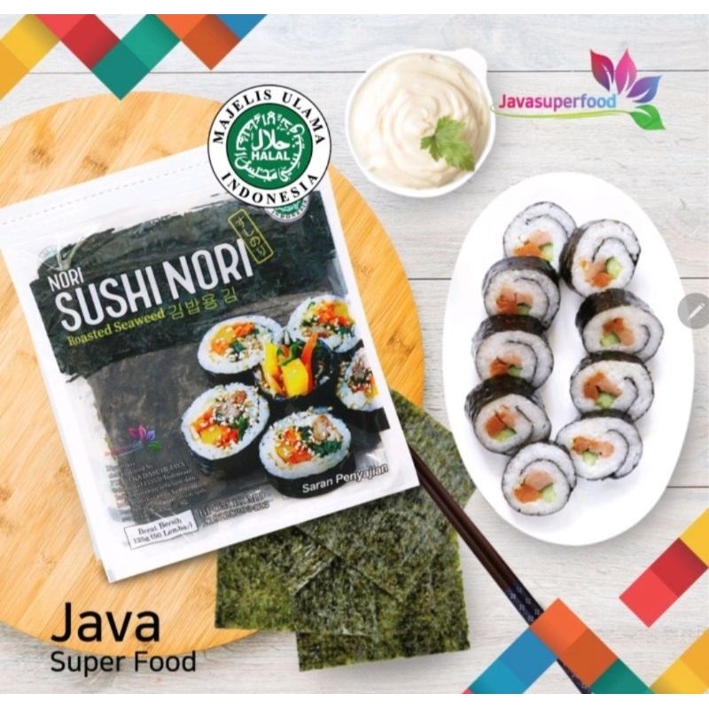 Jual Java Sushi Nori Roasted Seaweed Rumput Laut 50 / 20 / 10 Lembar | Shopee Indonesia