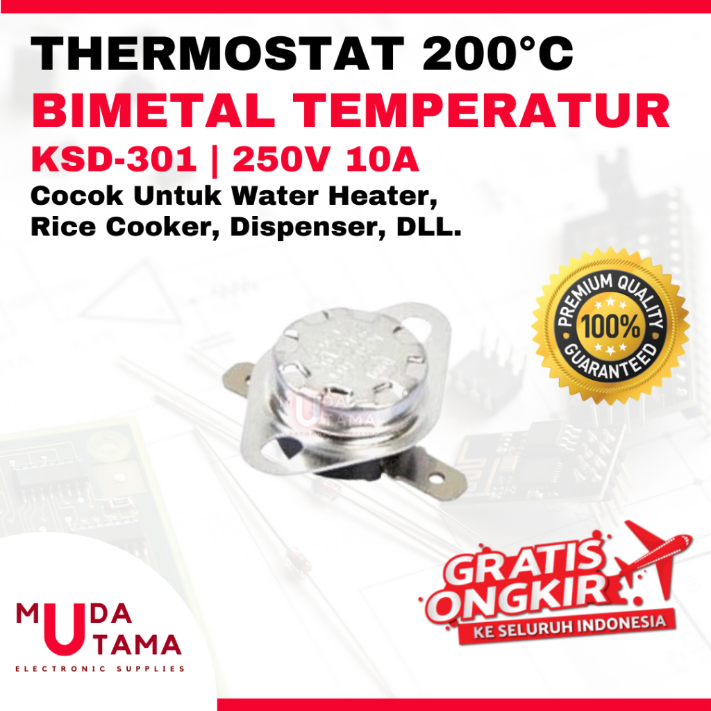 Jual Thermostat Bimetal 200 Celcius KSD301 250V 10A BAGUS - Cocok Untuk Rice Cooker / Magic Com ...