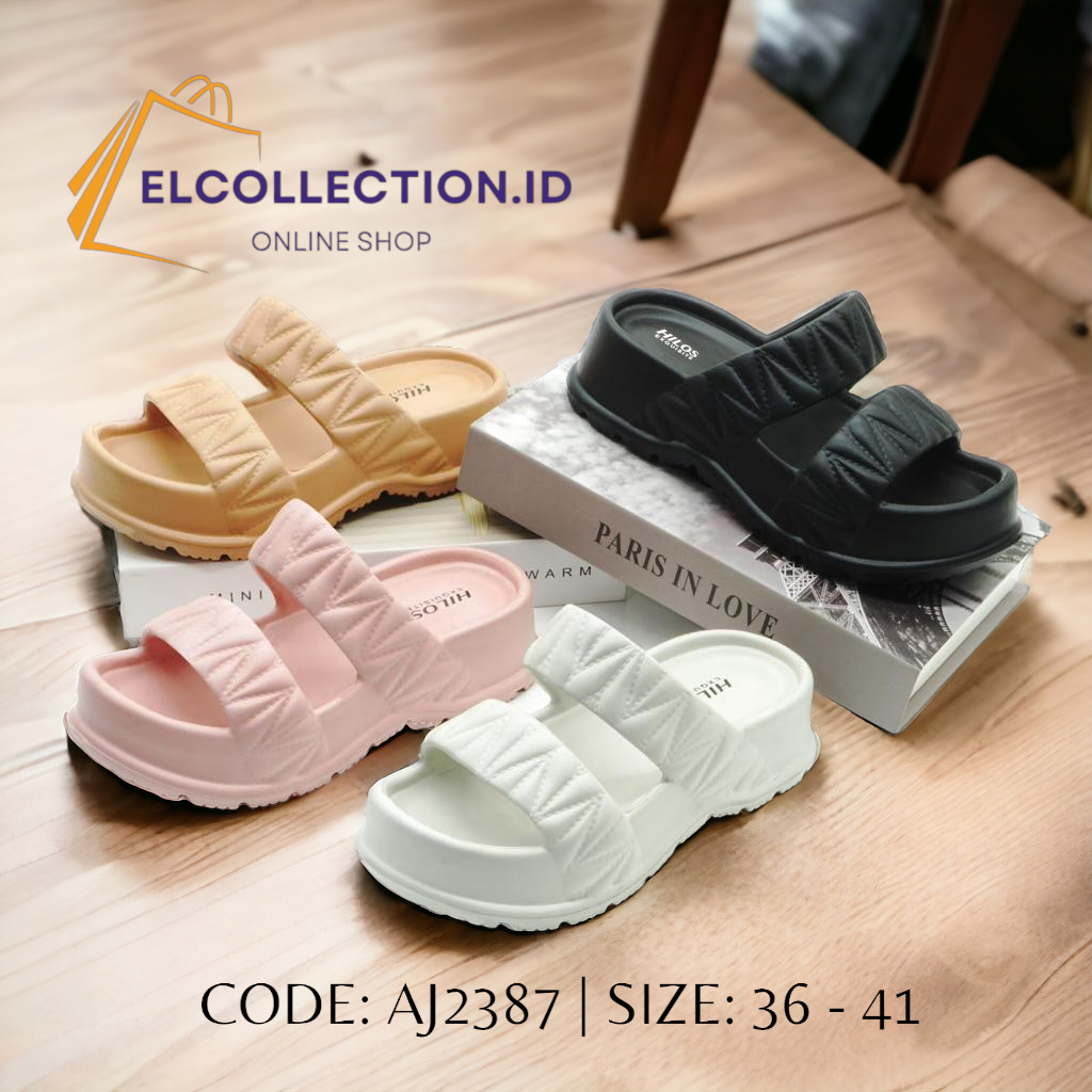 Jual AJ2387 Sandal Wedges Wanita Dewasa Bahan Karet EVA Anti Slip Model ...