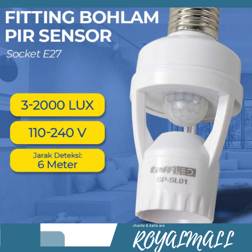 Jual Fitting Lampu Bohlam PIR Sensor 2000 LUX 240V 60W E27 - SP-SL01 / Fitting Lampu Sensor ...