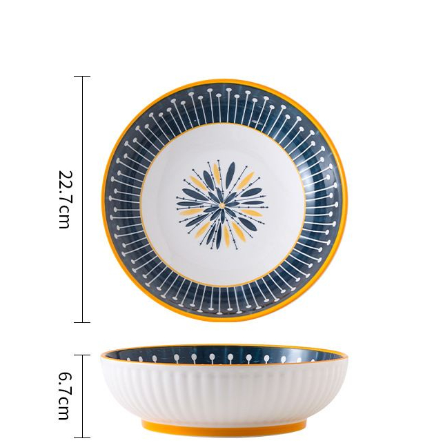 Jual ASHOME Piring Makan salad besar Keramik blue flower Series Elegan ...