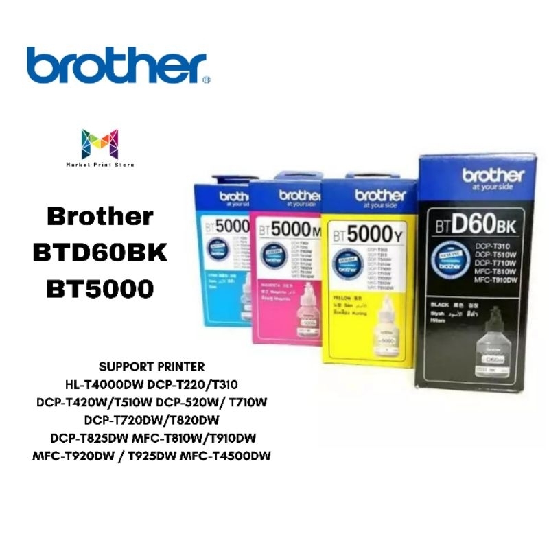 Jual Paket 1 Set Tinta Brother BT6000BK / BTD60BK & BT5000 Original ...