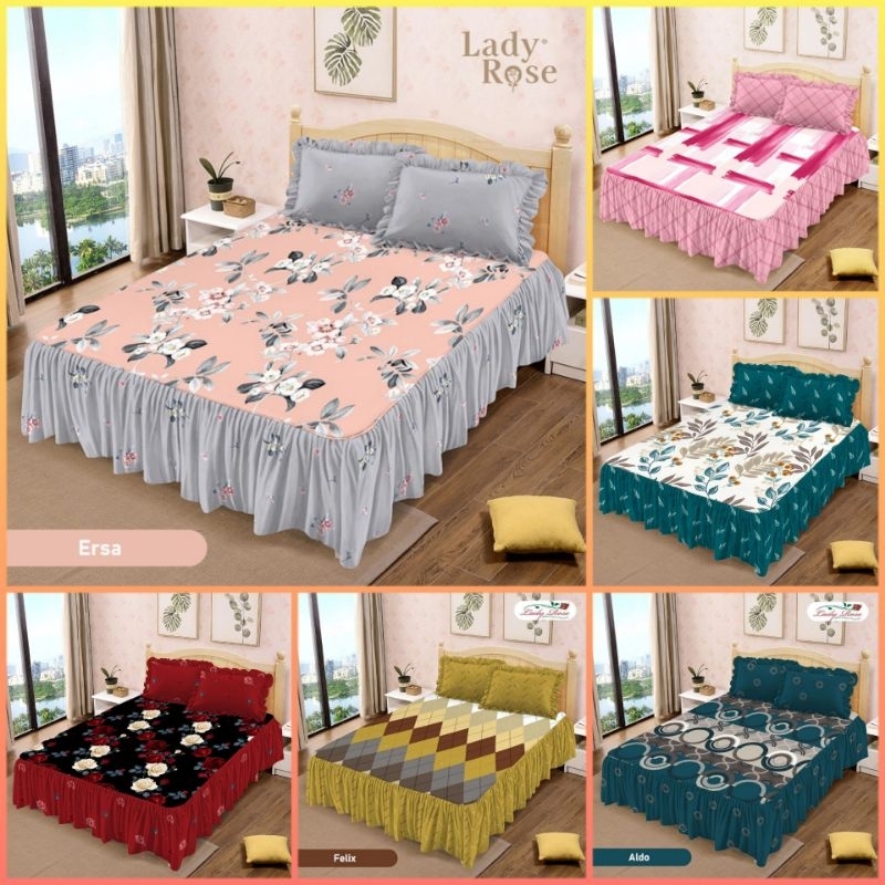 Jual New motif Sprei Lady Rose Rumbai UK 180x200 Tinggi Rumbai 45cm ...