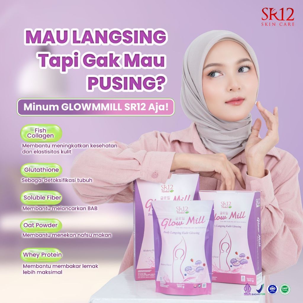 Jual SR12 Glow Mill Fiber Milk Shake With Oat & Glutation Badan ...