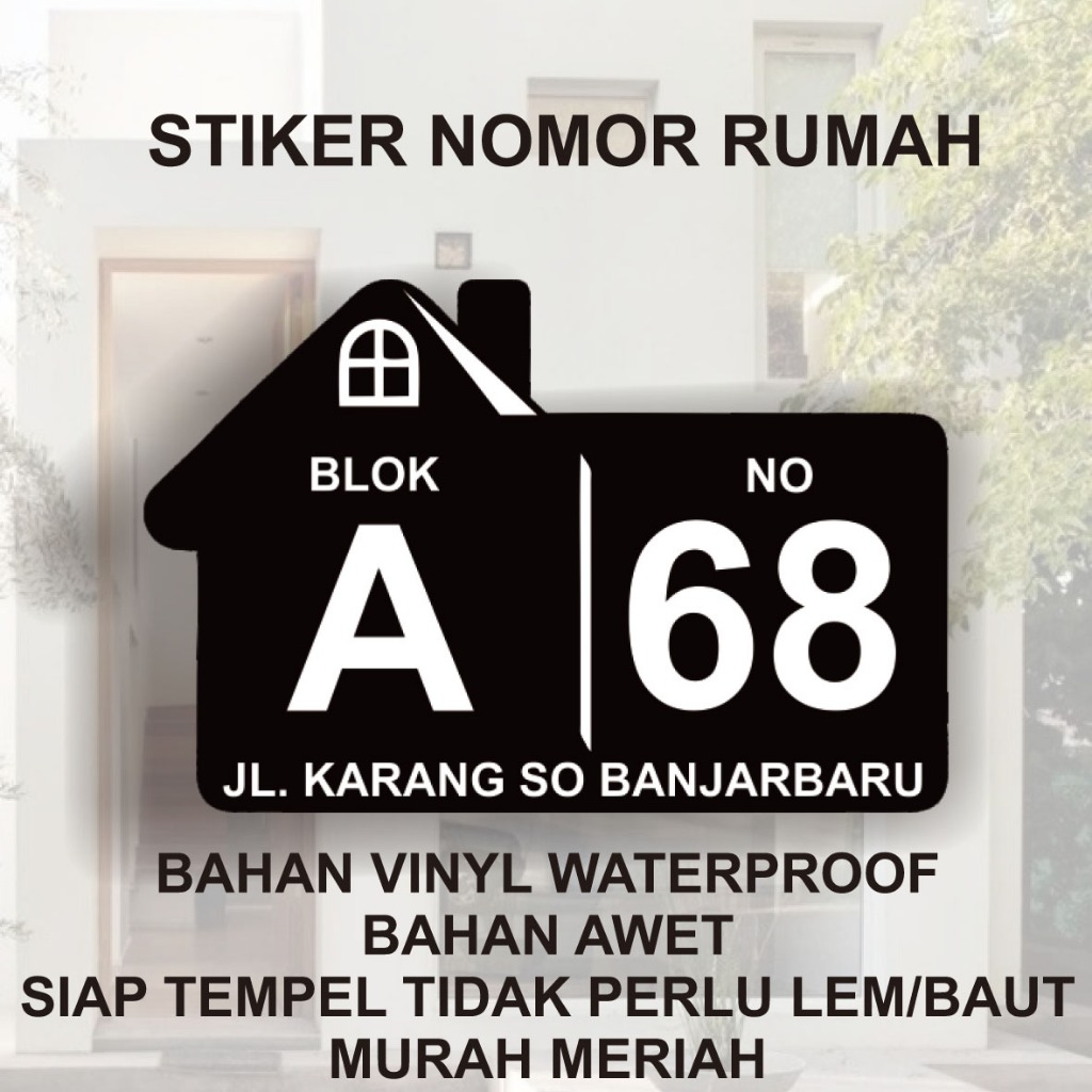 Jual STIKER WATERPROOF NOMOR RUMAH CUSTOM 15x20 cm | Shopee Indonesia