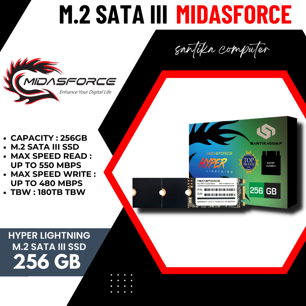 Jual M2 256GB SSD SATA MIDASFORCE M.2 2240 2260 2280 SATA | Shopee ...