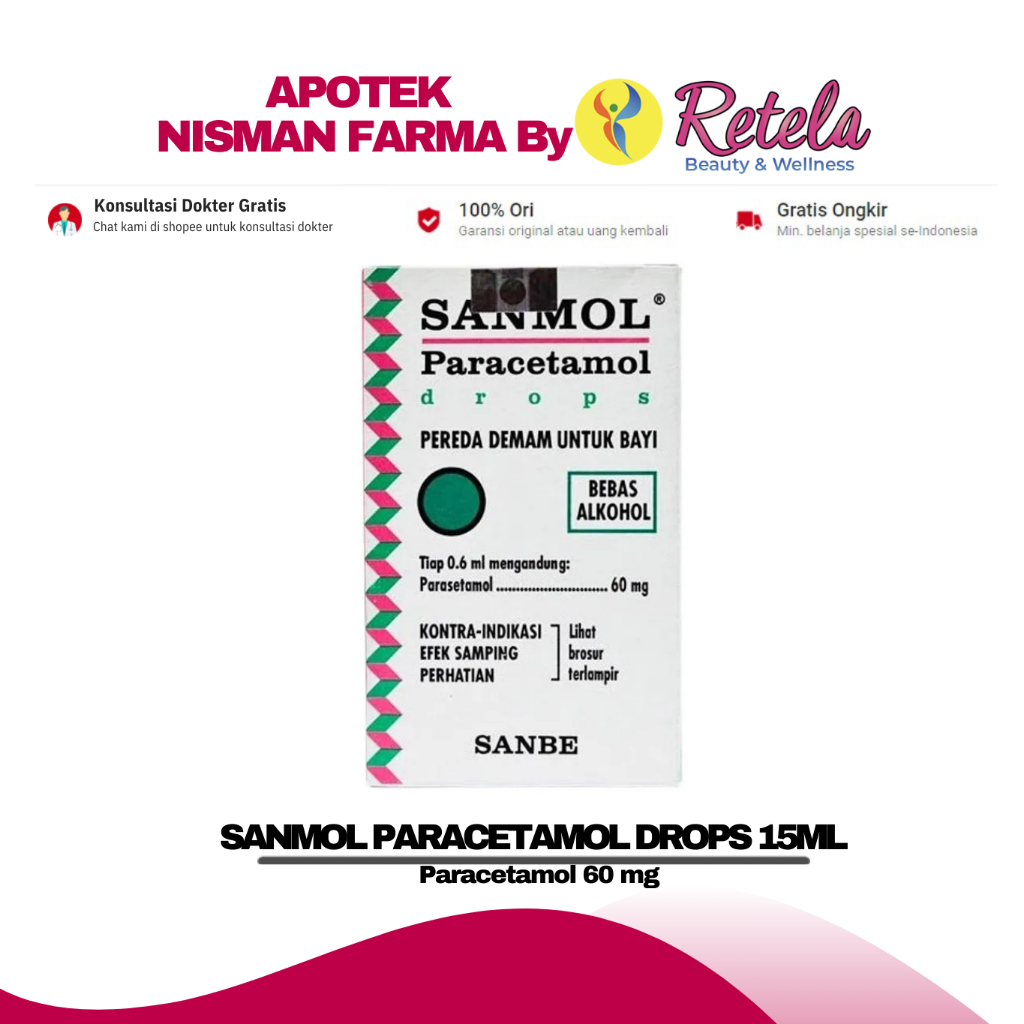 Jual SANMOL PARACETAMOL DROP 15 ML ( PARACETAMOL 120 MG ) / DEMAM ...