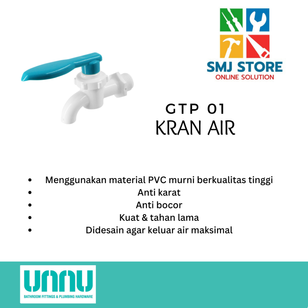 Jual Kran Air Tembok Plastik UNNU GTP01 ukuran 1/2" dan 3/4" | Shopee ...