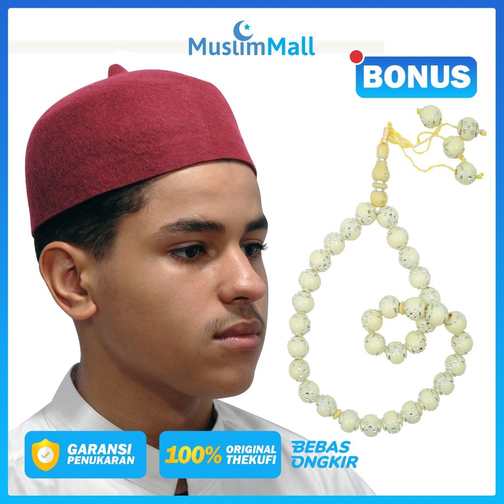 Jual TheKufi Peci Tarbus Felt Wol Maroko Marun - Maroon Tarbus Fez ...