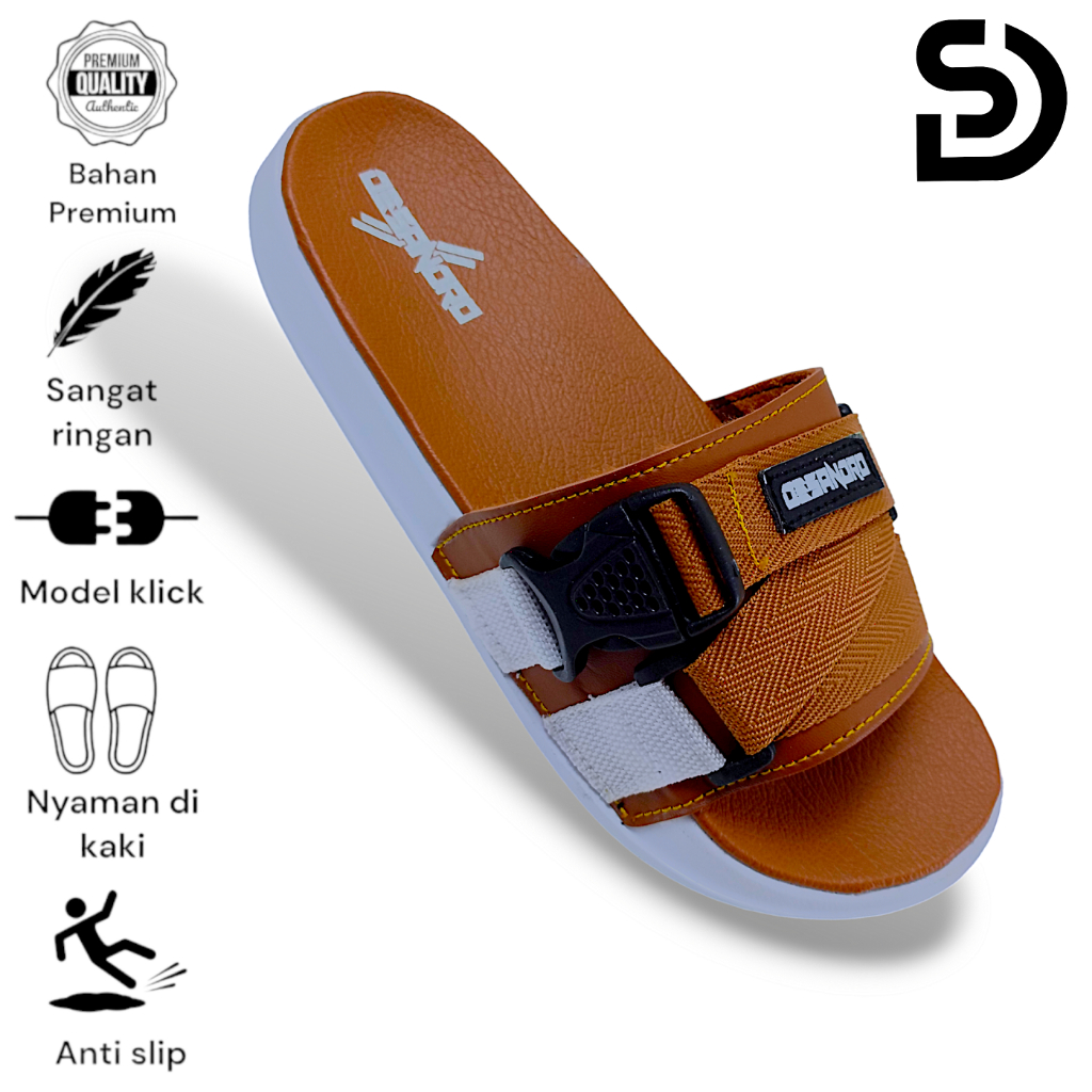 Jual DESANDRO - BROWN Sendal slip on slide sendal distro model slip on ...