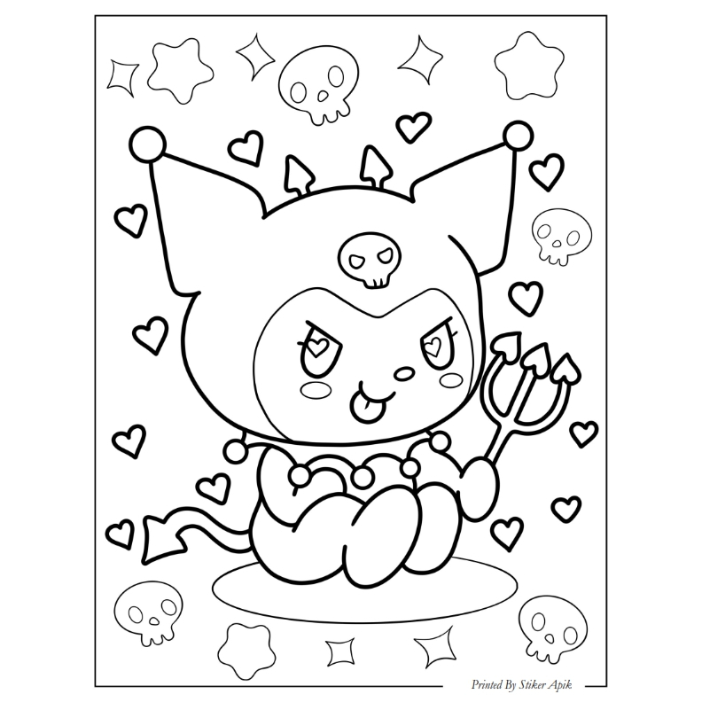 Jual Kertas Gambar Mewarnai Tema Kuromi Worksheet Coloring Paper ...