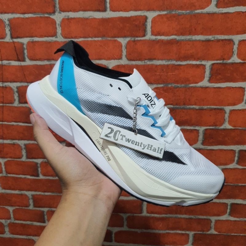Jual adidas adizero boston 12 white black blue premium origin | Shopee ...