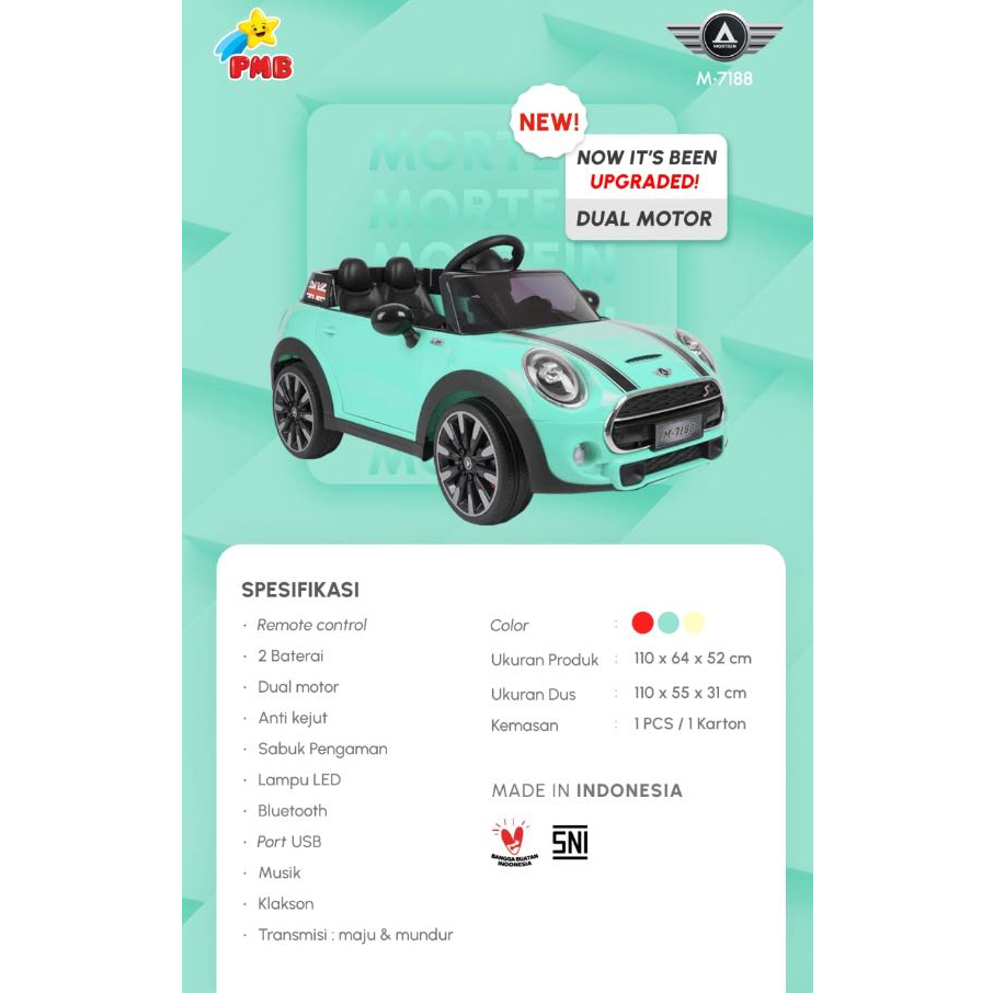 Jual Mobil Aki anak Remote Kontrol PMB Dual Motor M 7188 | Shopee Indonesia