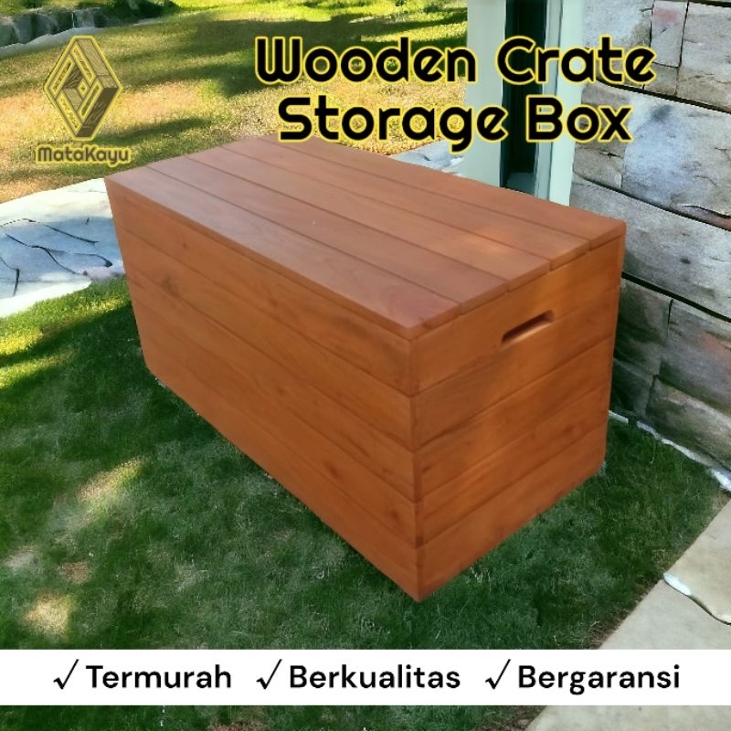 Jual Wooden crate tutup kotak peti kayu storage box penyimpanan ...