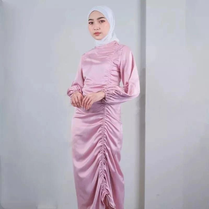 Jual ANDINI DRESS satin premium velvet satin/Dress serut satin /darla ...