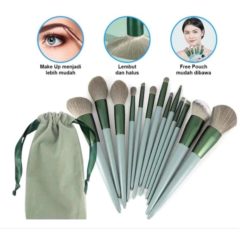 Jual 13pcs Kuas Make Up Set Lengkap Pouch Lembut Set Kosmetic Brush ...