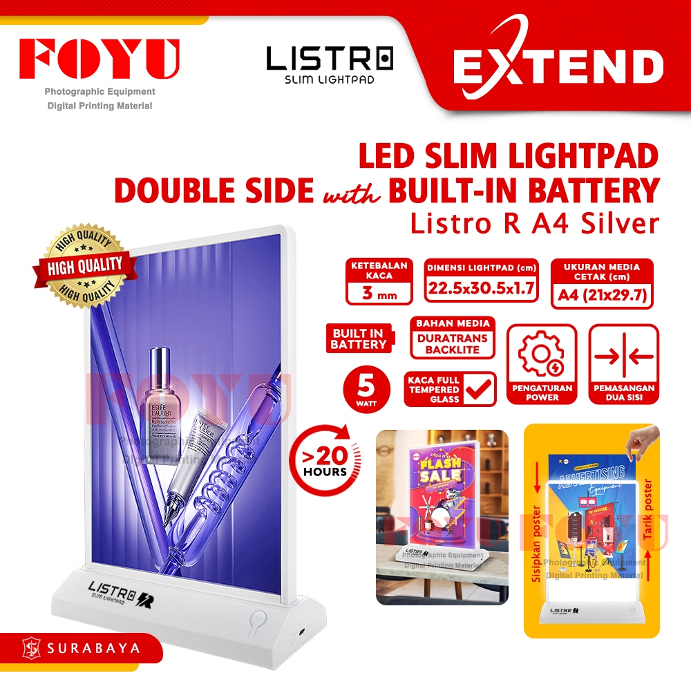 Jual LED Listro Rechargeable Slim Light Pad Double Side Dua Sisi Built ...
