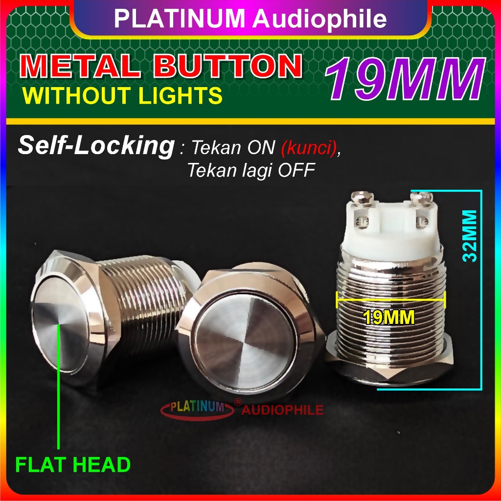 Jual Metal Push Button Switch Saklar On Off Stainless Tanpa Lampu 12MM 16MM 19MM 22MM | Shopee ...