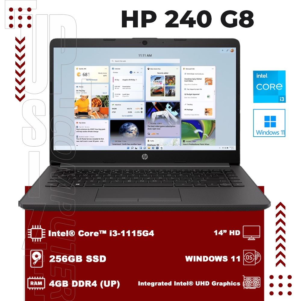 Jual HP LAPTOP NOTEBOOK 240-G8 [61G47PA]/ i3-1115G4/4GB/256GB/UMA/W11 HOME | Shopee Indonesia