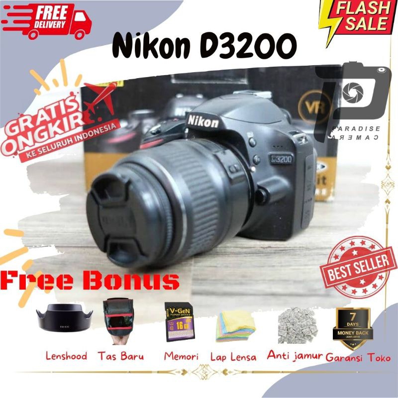 Jual Kamera Nikon D3200 Mulus + Lensa 18-55 + Memori 16 Gb+ Tas Bagus + Garansi Toko | Shopee ...