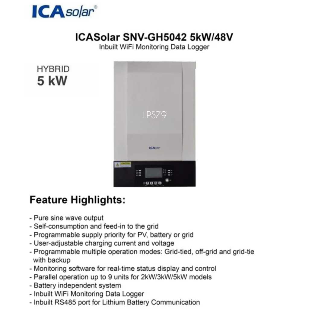 Jual Hybrid Inverter ICA SOLAR 5KW Bidirectional Ongrid Offgrid 48V ...