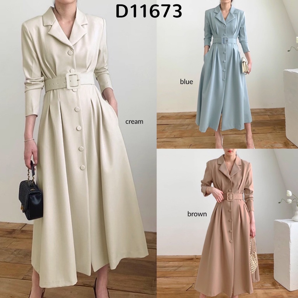 Jual D11673 Beatrix Elegant Suit Dress With Belt | Shopee Indonesia