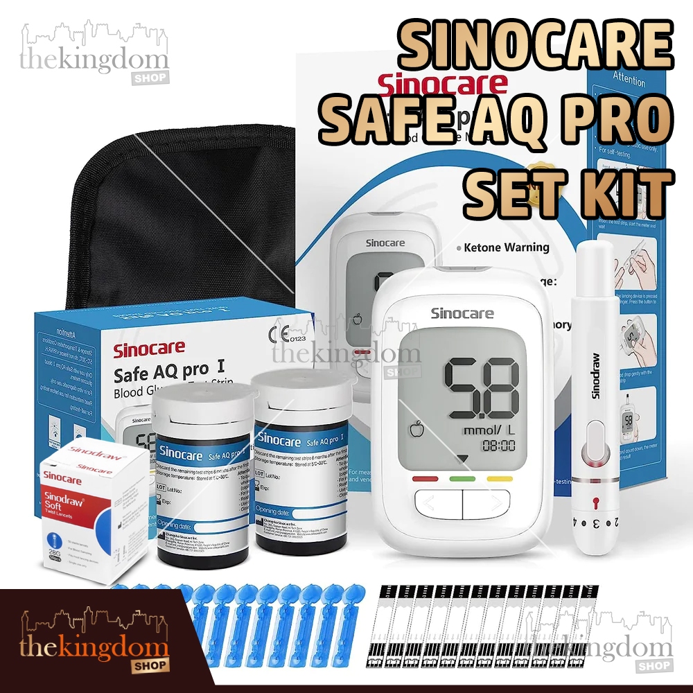 Jual Sinocare Safe AQ Pro I Set Kit Alat Tes Cek Gula Darah Test ...