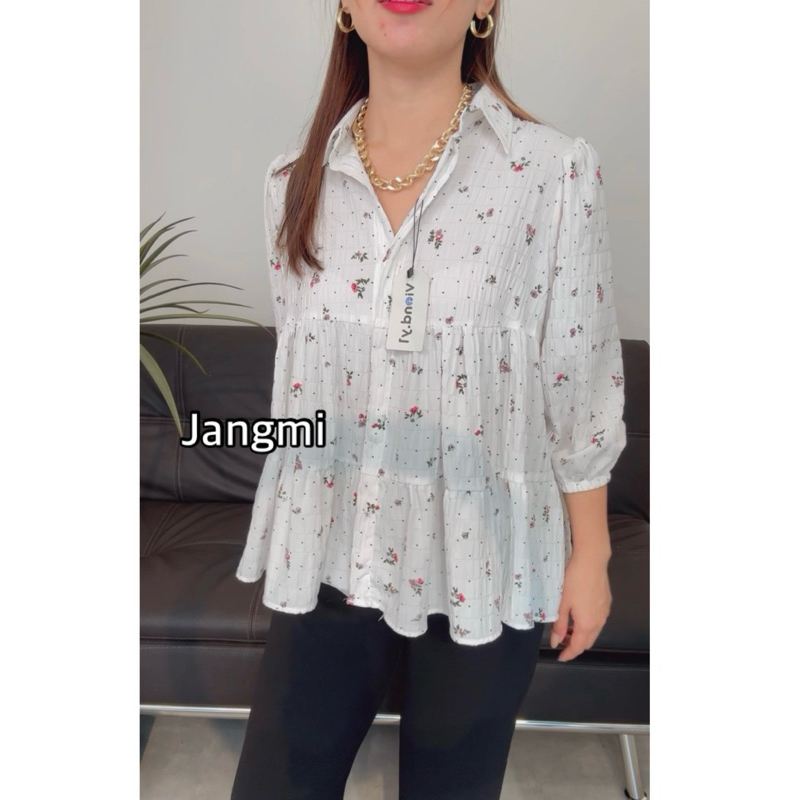 Jual Blouse Floral Wanita Korea Style / Atasan Cewek Lengan Panjang ...