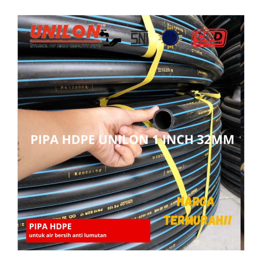 Jual Pipa HDPE/Selang Hitam UNILON 1 INCH 1roll 100meter | Shopee Indonesia