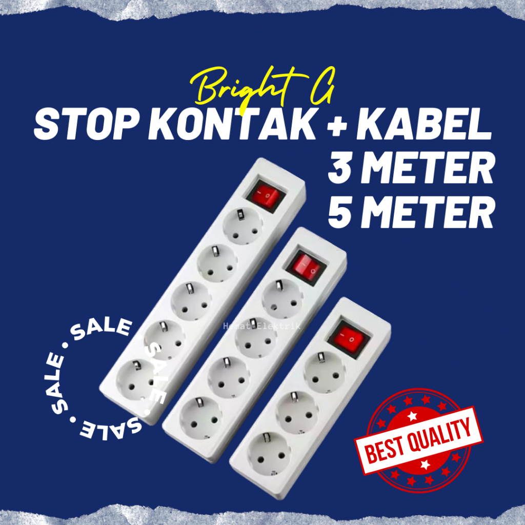 Jual Stop Kontak Colokan Listrik Kabel 3 4 5 Lubang SNI Bright G Terminal Listrik Saklar On Off ...