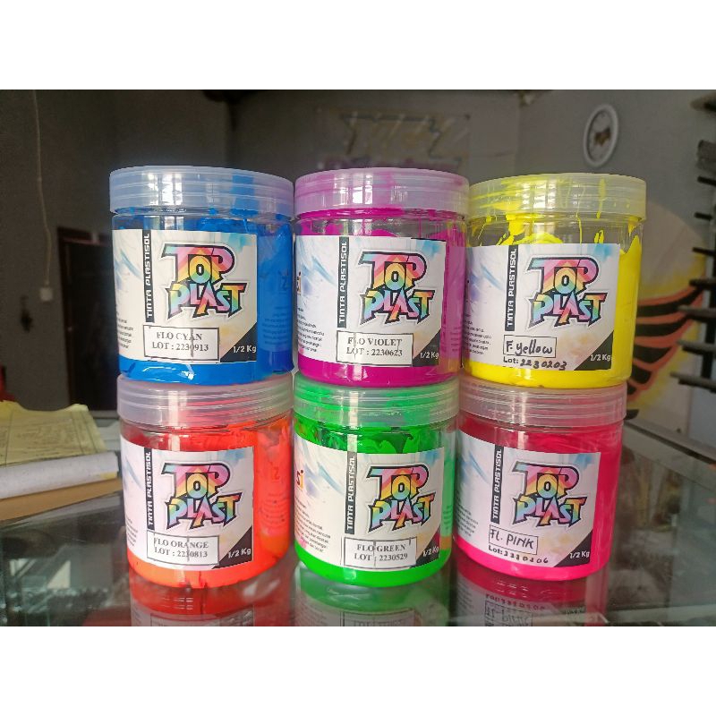 Jual TINTA PLASTISOL merk TOP PLAST warna FLO kemasan 1/2kg | Shopee Indonesia