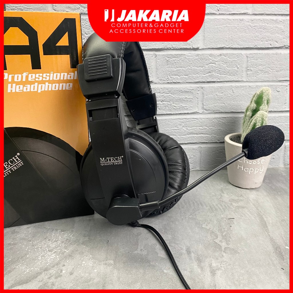 Jual Headset PC Microphone Head Set Komputer Mic Stereo Bass M-Tech A4 ...