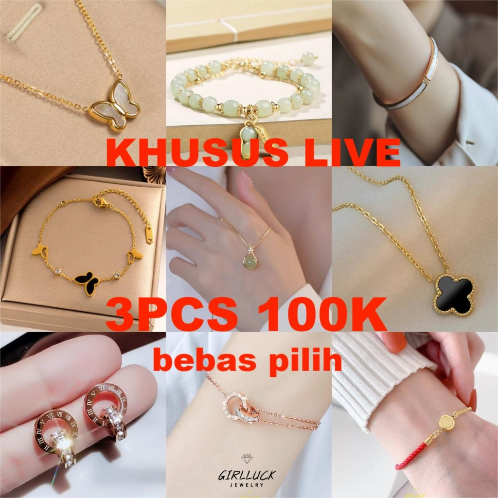 Jual 01 Paket 3 produk Titanium 100K Bebas Pilih,KHUSUS LIVE(Kalung ...