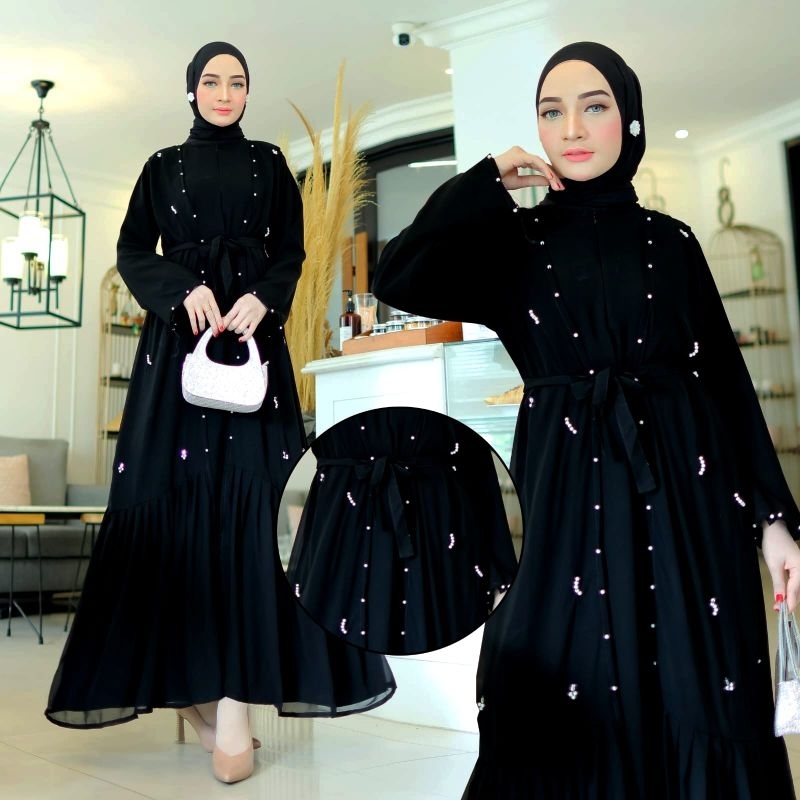 Jual Gallery Exclusive Abaya Dubai Nahla Gamis Syari Hitam Bordir ...