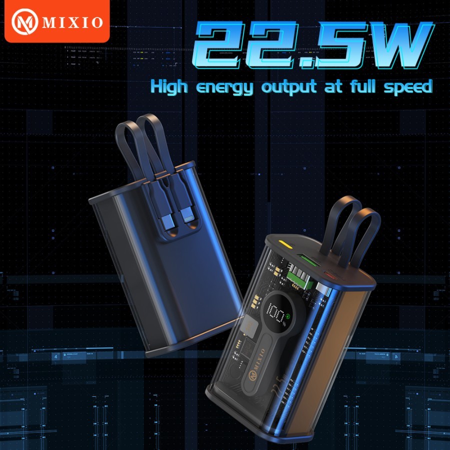 Jual MIXIO MP-02 10000mAh 22.5W Powerbank Transparant With Kabel Fast ...