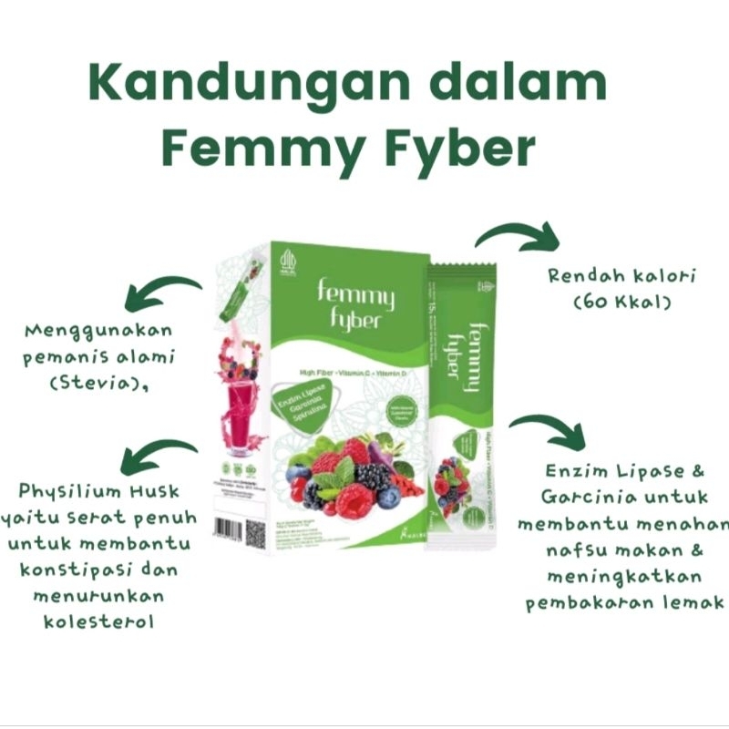 Jual Femmy Fyber Minuman Diet Fiber 1 box (7 stick @15gr) | Shopee ...