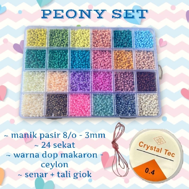 Jual nafisah edutoys PEONŸ SET Manik Mote Pasir 8/o 3mm Set Box 24Warna ...