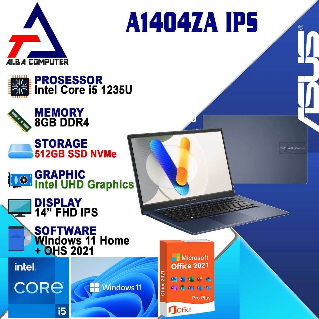 Jual ASUS A1404ZA - CORE I5-1235U / 8GB / 512GB / 14 FHD IPS / WIN 11 ...